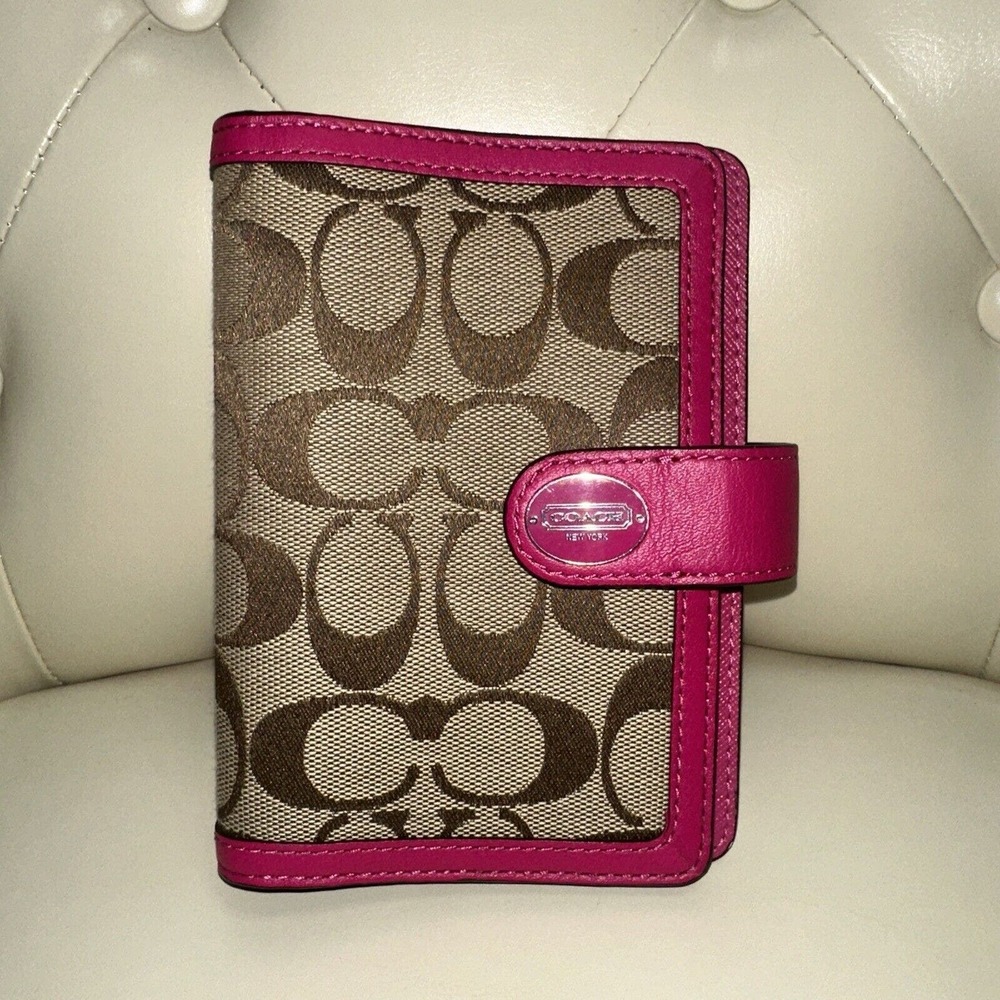 Coach Notebook Address Book Holder Pink Leather Signa… - Gem